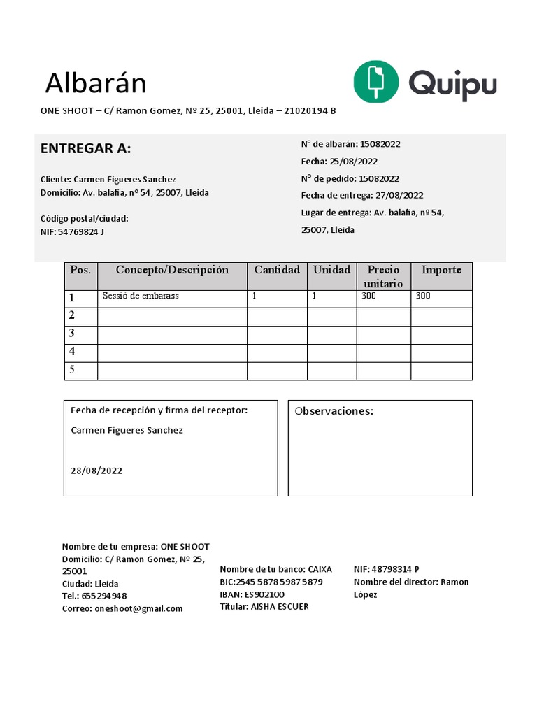 Albaran Word Doc Plantilla Formato | PDF