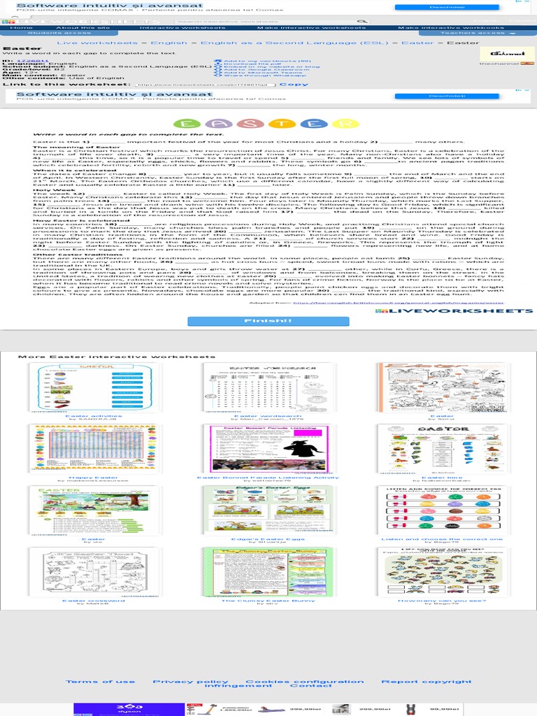 Easter Exercise For B2 | PDF | Worksheet | English As A Second Or ...