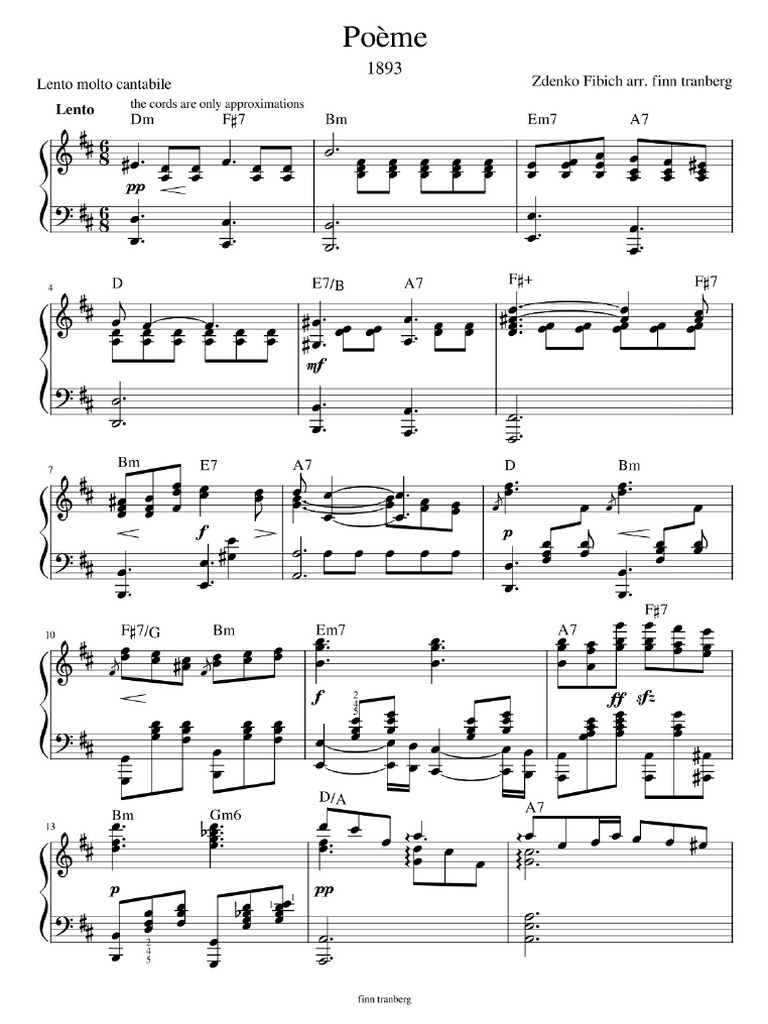 Poème by Zdenko Fibich Sheet Music For Piano (Solo) | PDF