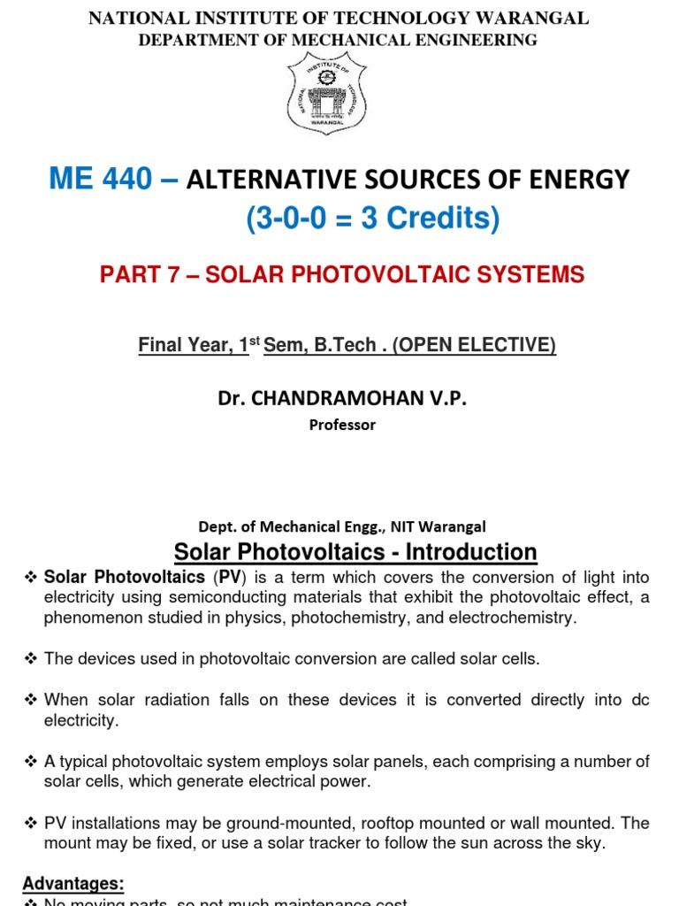 Solar Photovoltaic Systems Pdf P N Junction Photovoltaics