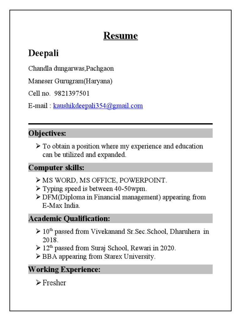 Resume Deepali | PDF