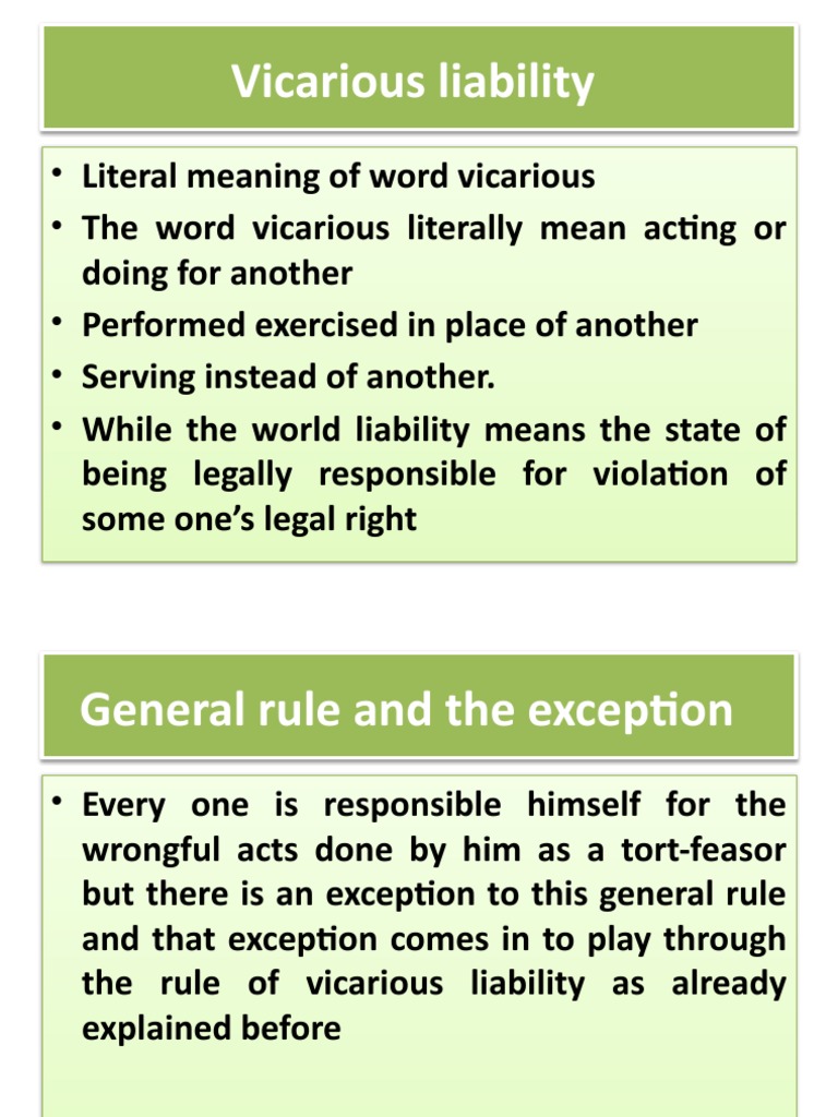 Vicarious Liability | PDF | Legal Liability | Vicarious Liability