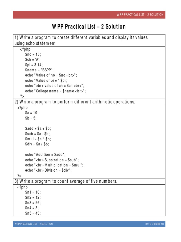 PHP Programming Exercises | PDF