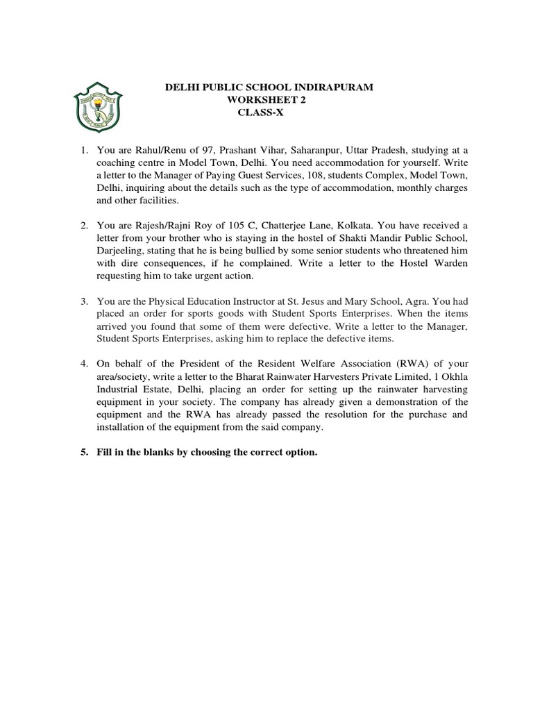 English Worksheet 2 Class X | PDF