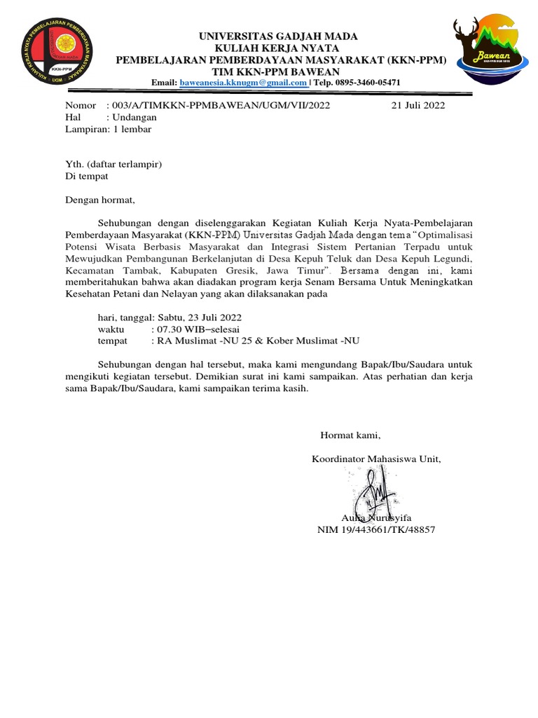 013 Surat Undangan Senam Desa Kepuhlegundi - New | PDF