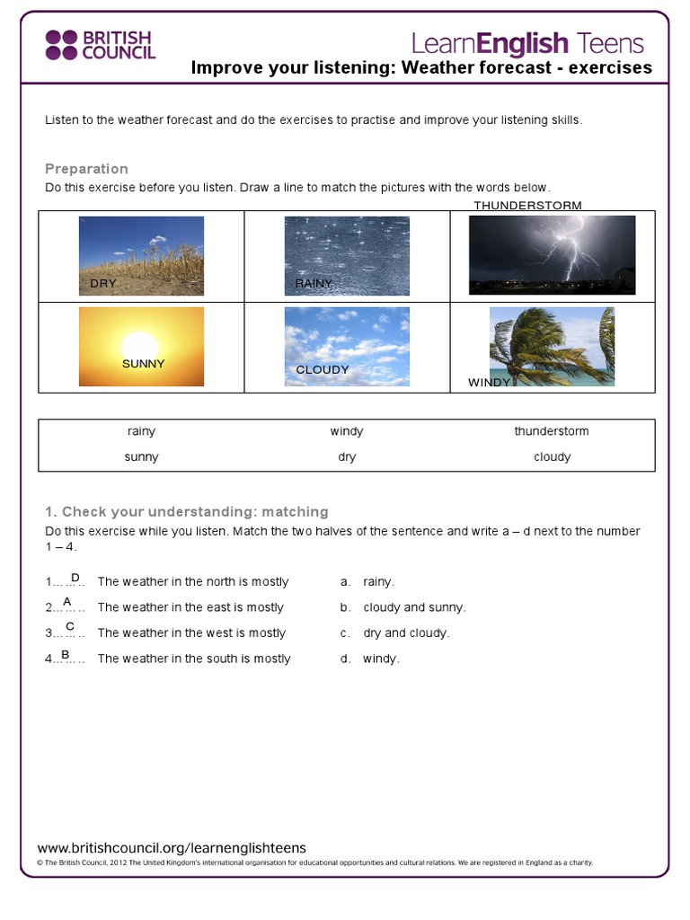 Weather Listening Exercises for Skills | PDF | Weather | Rain