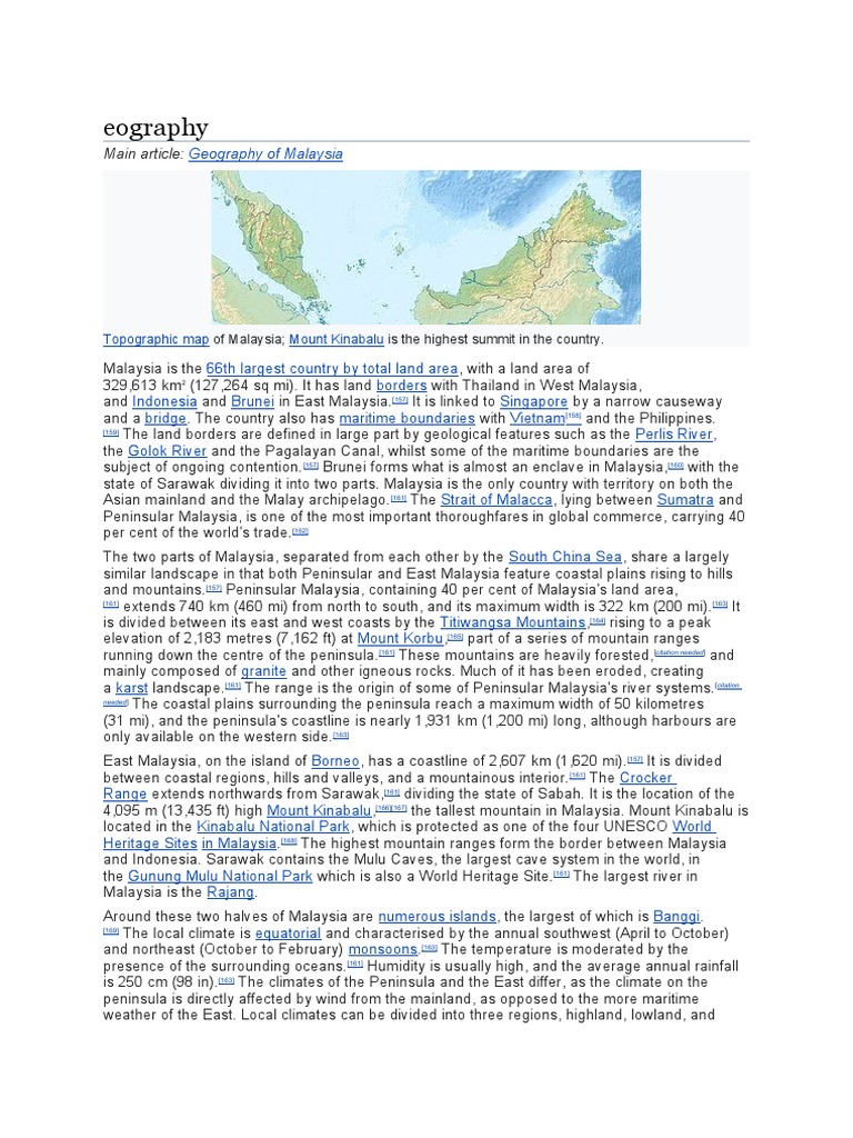 Eography: Geography of Malaysia | PDF | Malaysia | Natural Environment