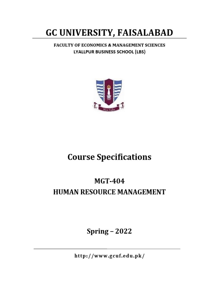 GC University's HRM Course Guide | PDF | Human Resource Management ...