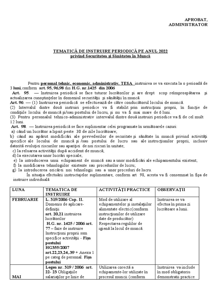 Tematica Periodica SSM 2022 | PDF
