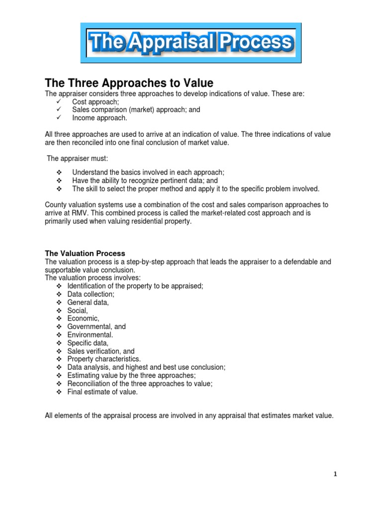 Appraisal Process | PDF | Real Estate Appraisal | Discounted Cash Flow