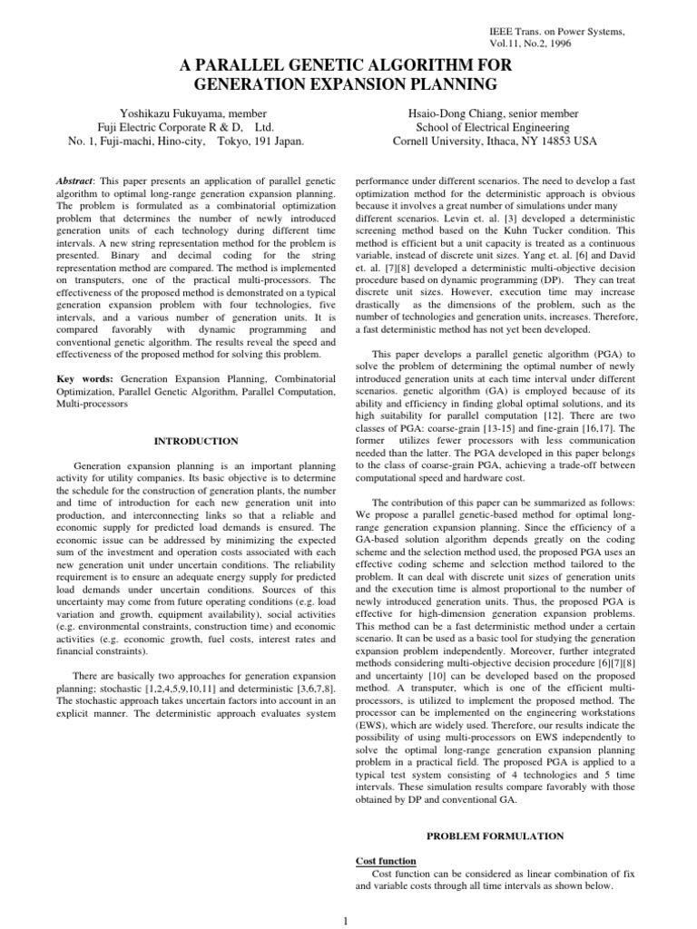 Parallel Genetic Algorithm for Power Planning | PDF | Genetic Algorithm ...