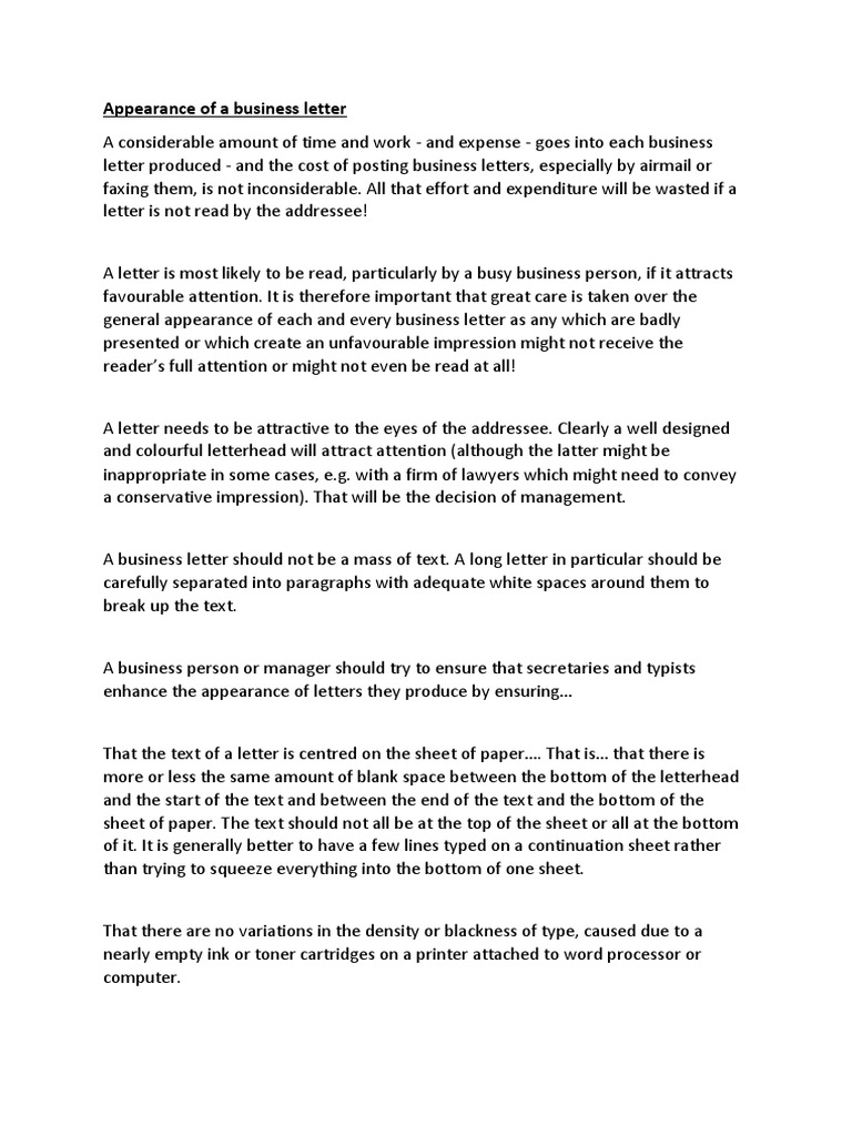Enhancing Business Letter Appearance | PDF