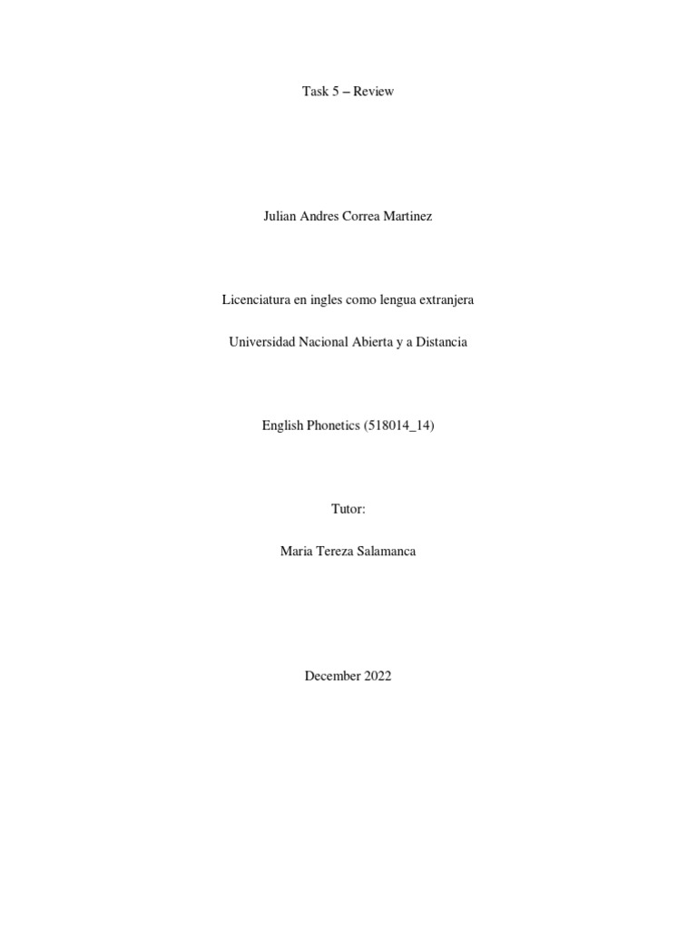 Task 5 - Phonetics | PDF