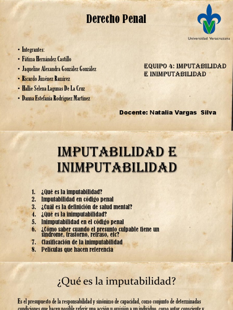 Presentacion de Imputable - Inimputable - E4 | PDF | Sicología