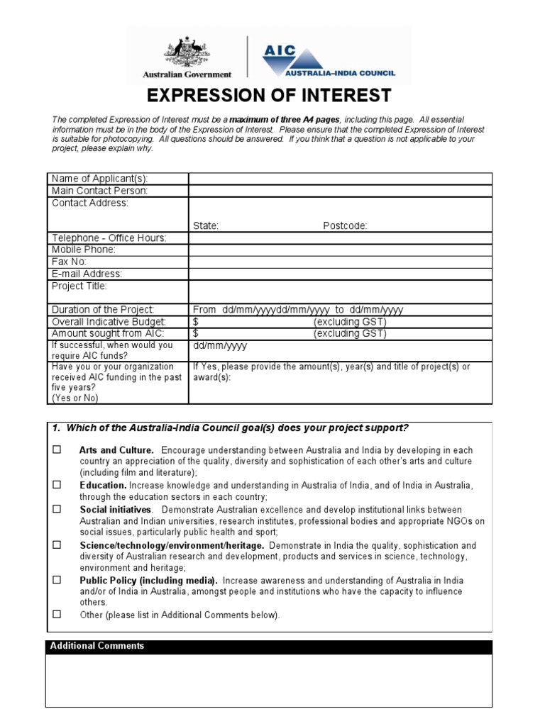 Australia India Expression of Interest Form | Privacy | Australia