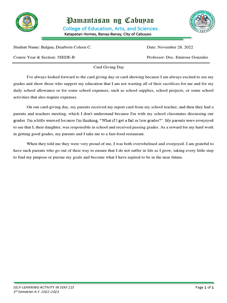 Card Giving Day | PDF