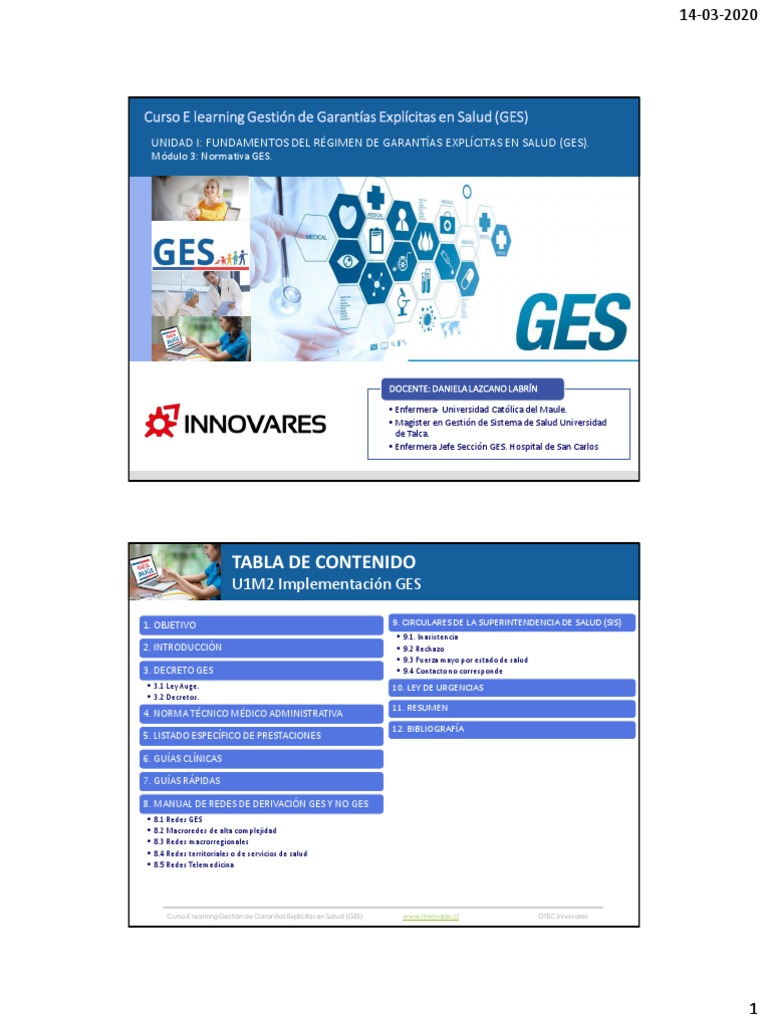 U1M3 Normativa GES | PDF | Especialidades Medicas | Medicina CLINICA