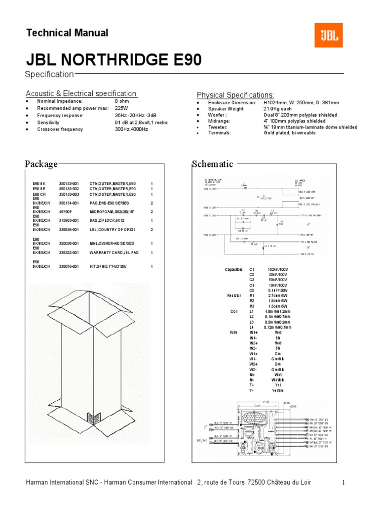 JBL Northridge E90: Technical Manual | PDF | Electronics | Audio Engineering