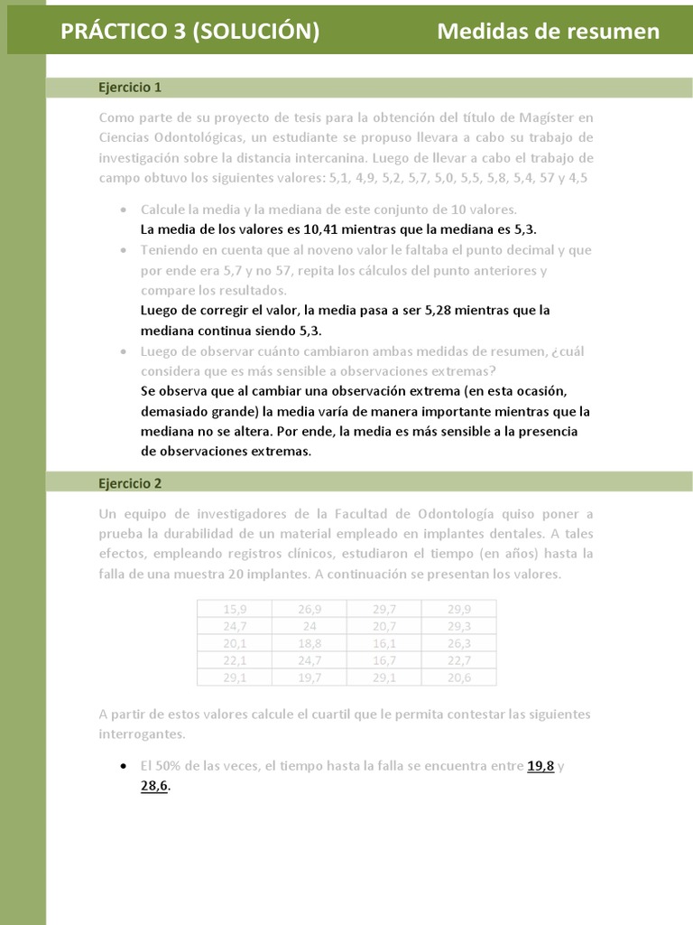 Practico 3 Solución | Descargar gratis PDF | Desviación Estándar | Diferencia