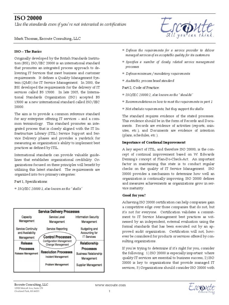 Iso 20000 | PDF | Itil | It Service Management