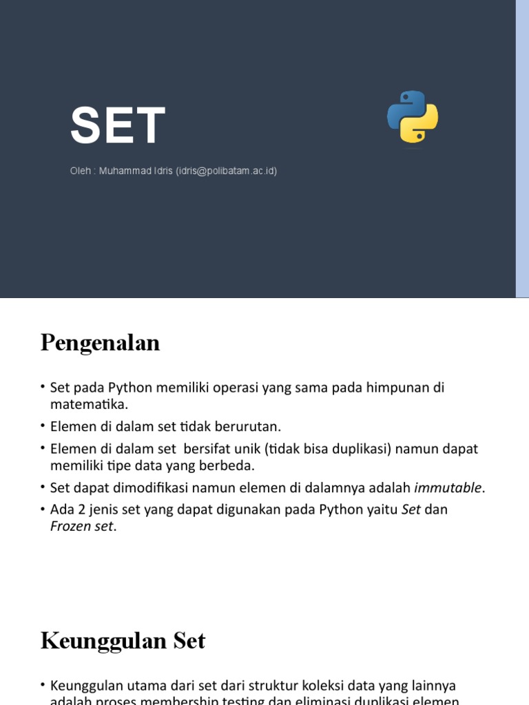 Pengenalan Python Set | PDF