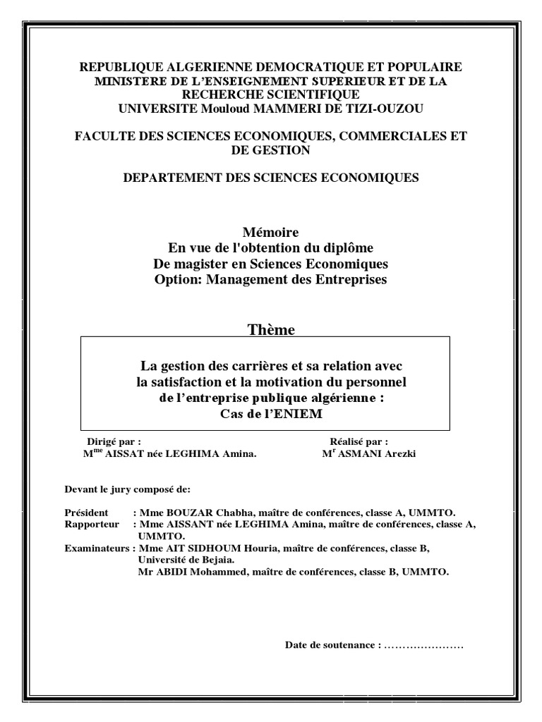 Mémoire Final | PDF | Gestion des ressources humaines | Business