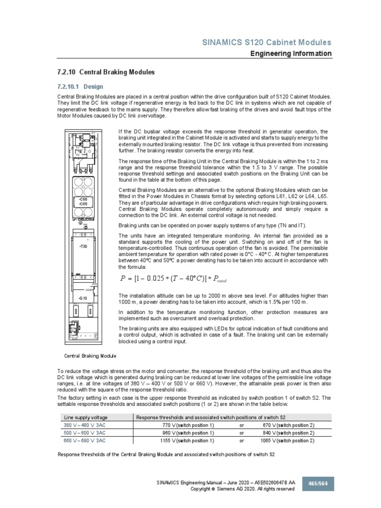 Central Braking Module Sinamics S120 | PDF | Resistor | Power Supply