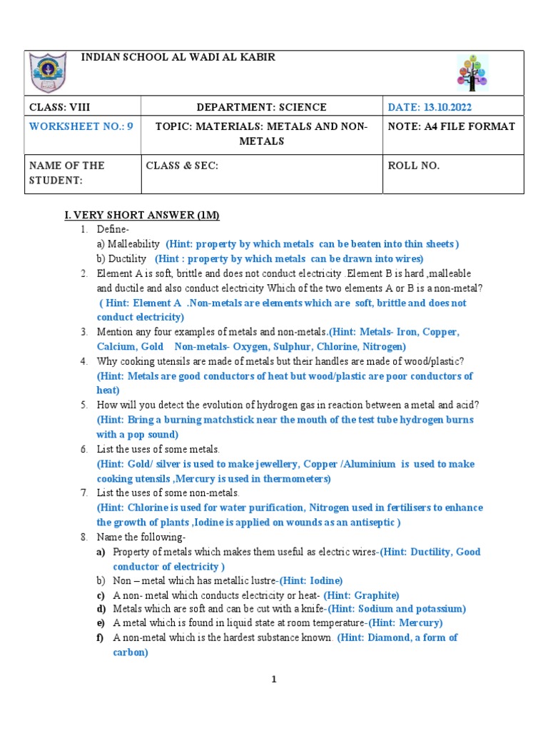 Metals and Non-Metals: Properties & Uses | PDF | Oxide | Metals