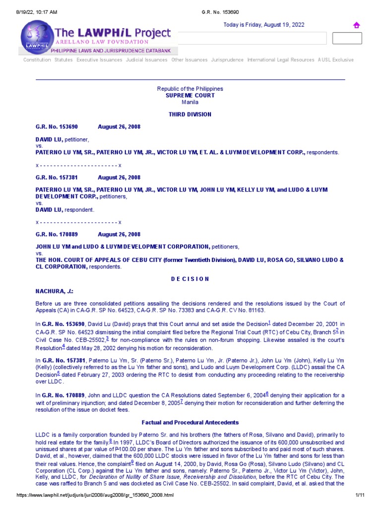 Supreme Court Ruling on Luym Corp. Dispute | PDF | Complaint | Injunction