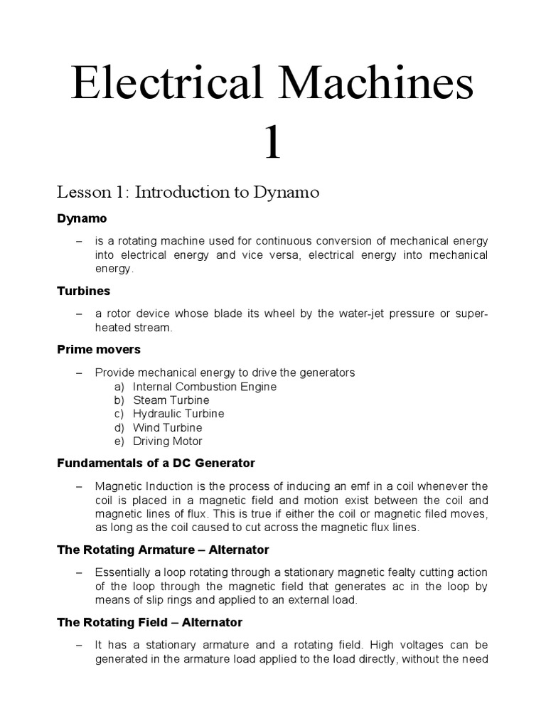 Electrical Machines 1 | PDF | Electromagnetic Induction | Electric Generator