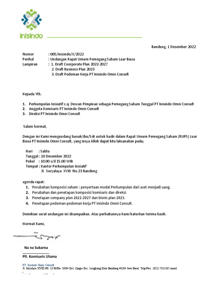 006 Surat Undangan RUPSLB | PDF | Bisnis