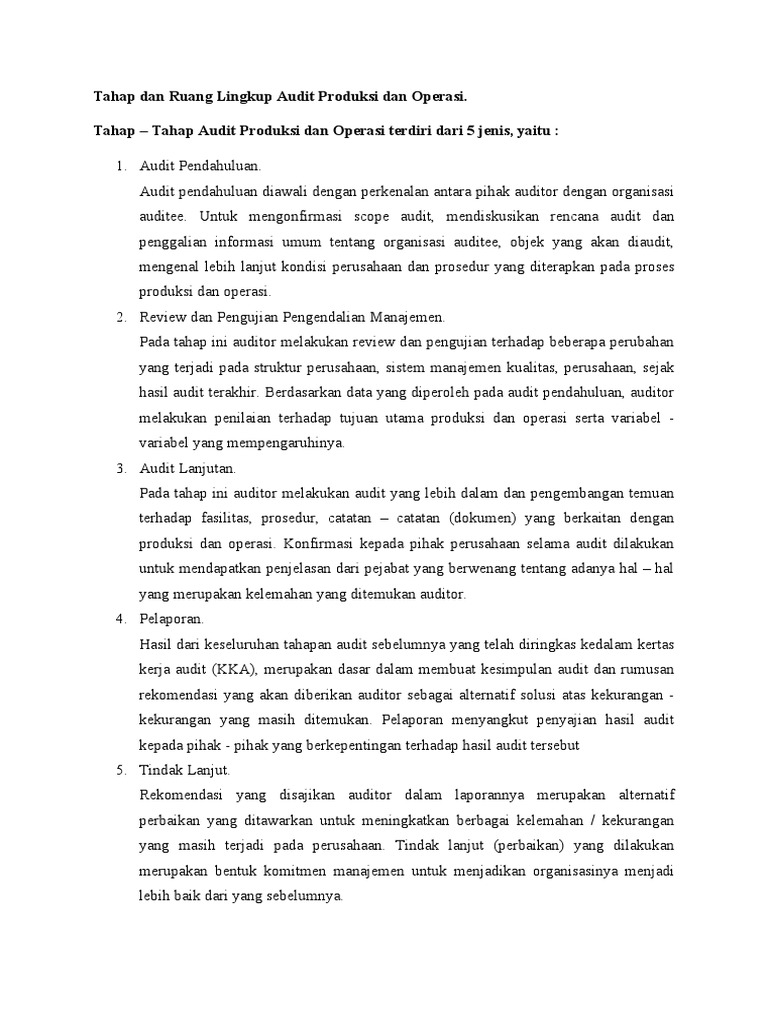 Tahapan Audit Produksi dan Operasi | PDF