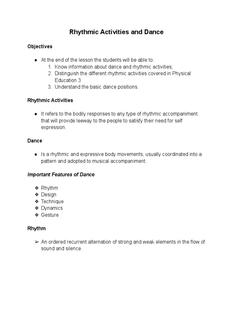Rhythmic Activities and Dance | PDF