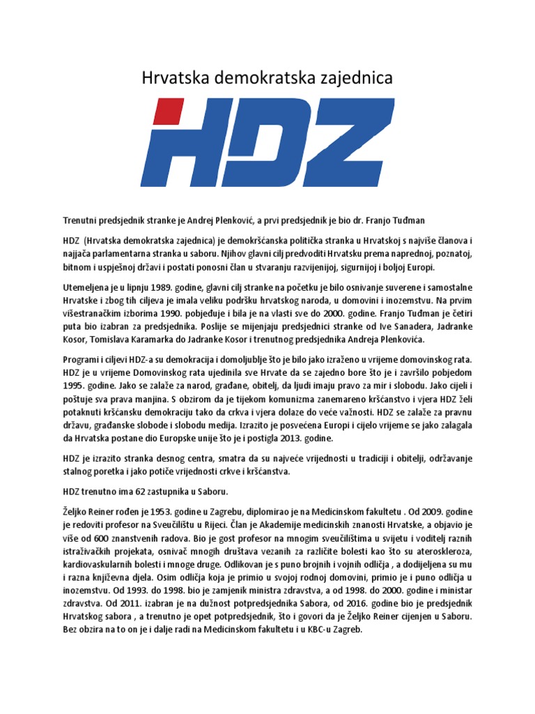 Hrvatska Demokratska Zajednica | PDF