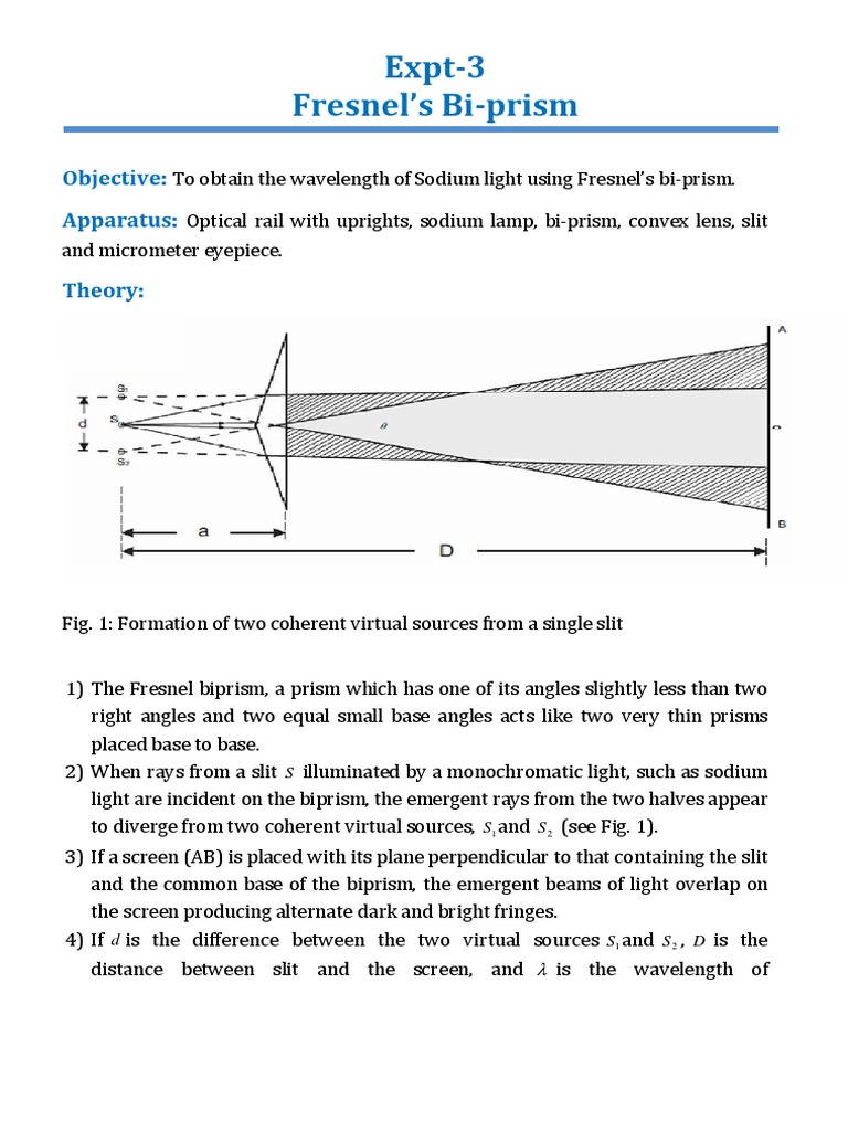 Expt3 FresnelBiprism | PDF | Physical Phenomena | Radiation
