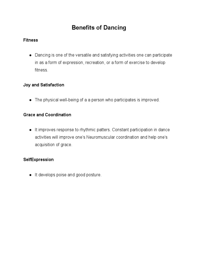 Benefits of Dancing | PDF