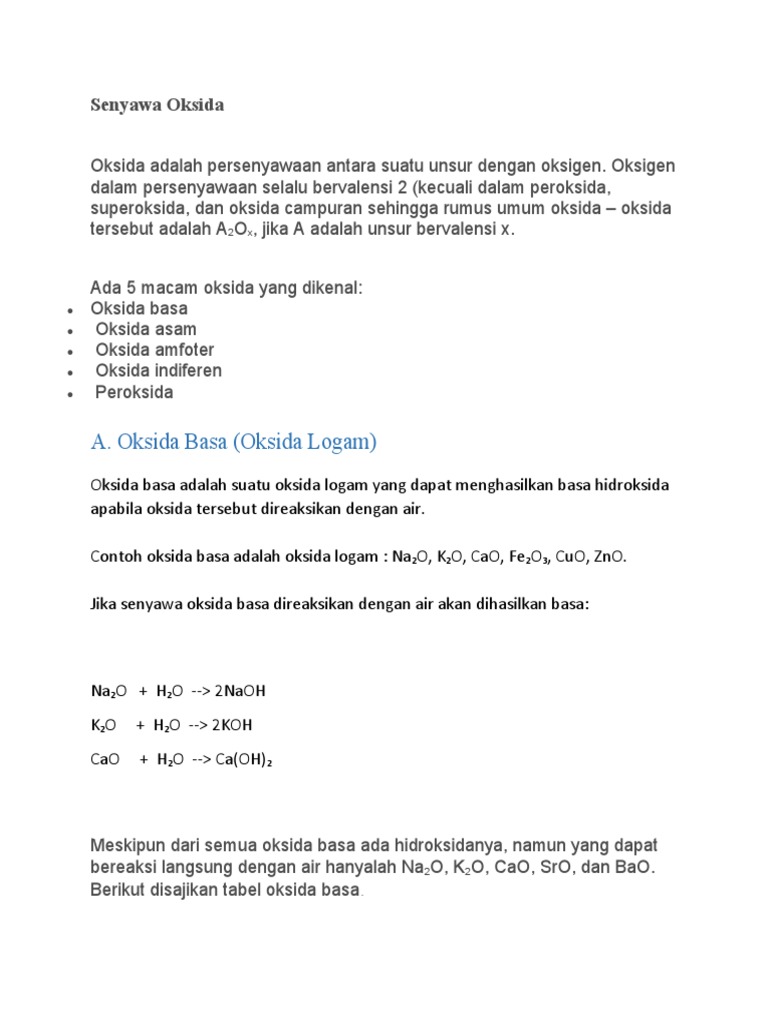 Senyawa Oksida | PDF