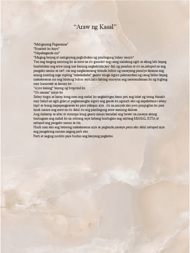 Taduran Jackie Dagli Araw NG Kasal | PDF