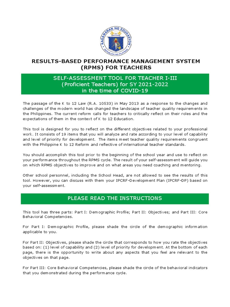 ESAT 2024-2025 Self-Assessment Tool | PDF | Learning | Goal