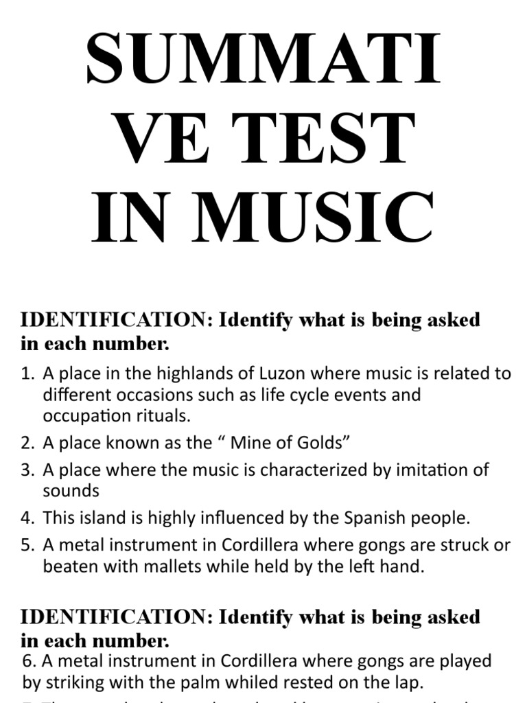 Summative Test in Music | PDF