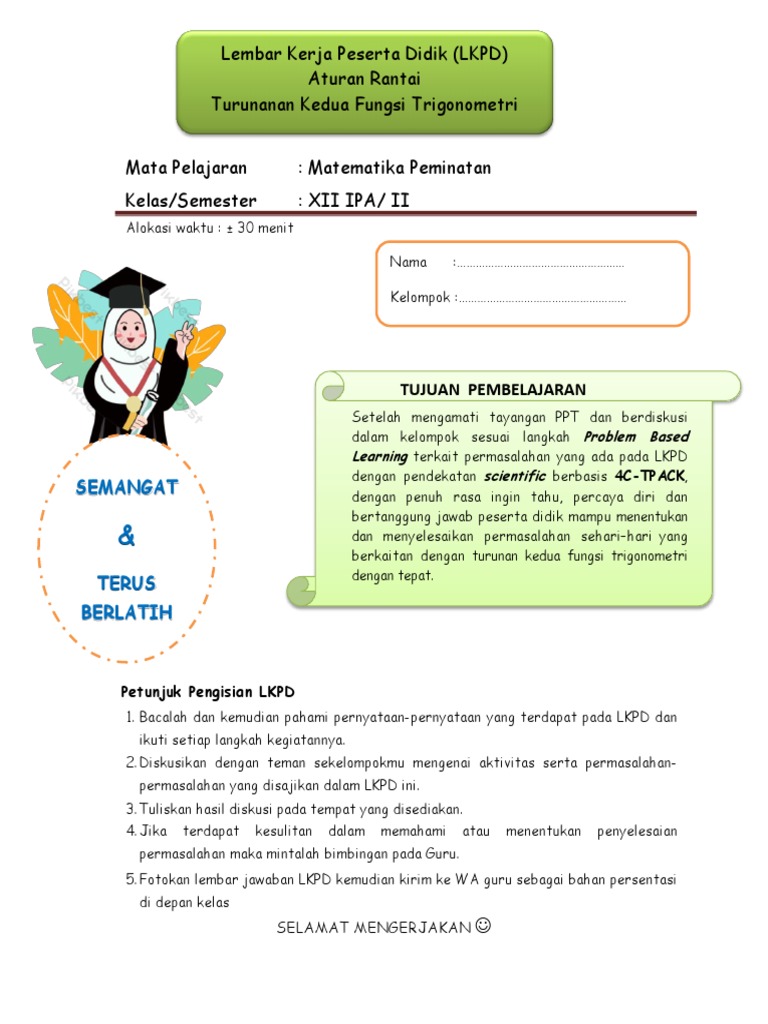 Contoh LKPD Matematika Peminatan Kelas XII | PDF
