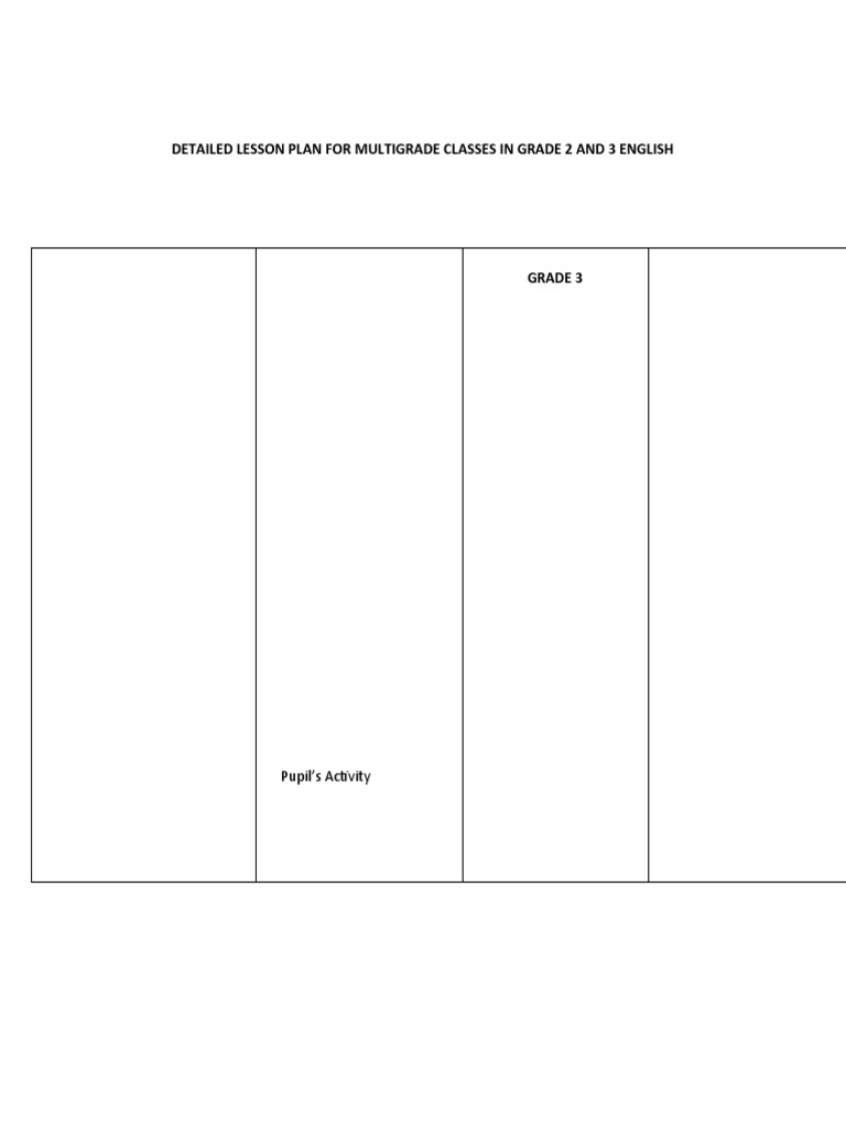 Detailed Lesson Plan for Multigrade Classes in Grade 2 and 3 English | PDF