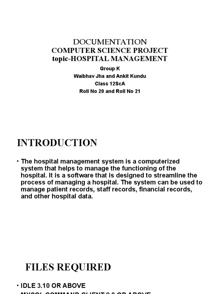 Computer Science Project | PDF | My Sql | Hospital