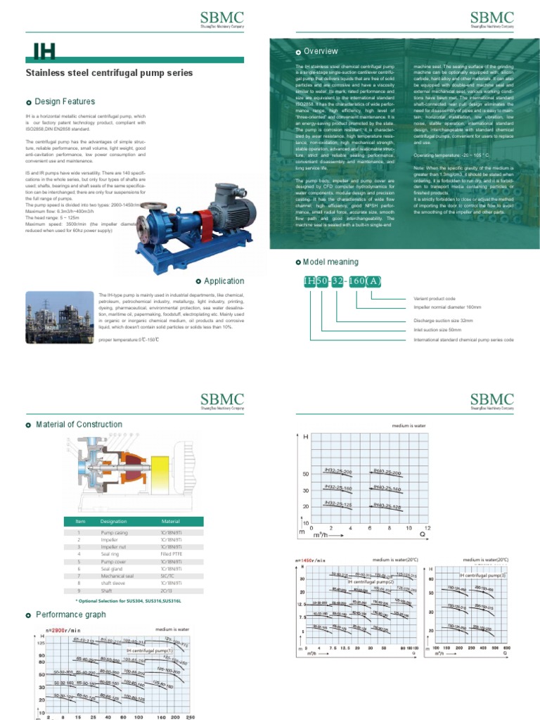 IH Stainless Steel Centrifugal Pump | PDF | Pump | Stainless Steel
