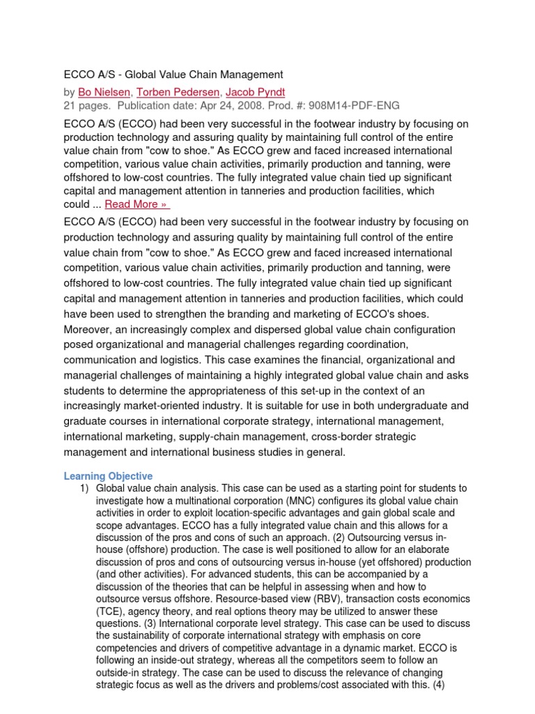 Ecco A | PDF | Strategic Management | Value Chain