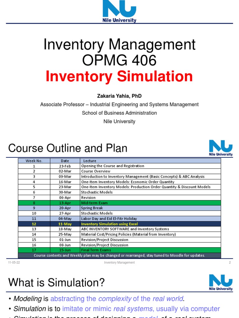 Inventory Management - OPMG406 - L07 - Inventory Simulation - Spring22 | PDF | Simulation ...