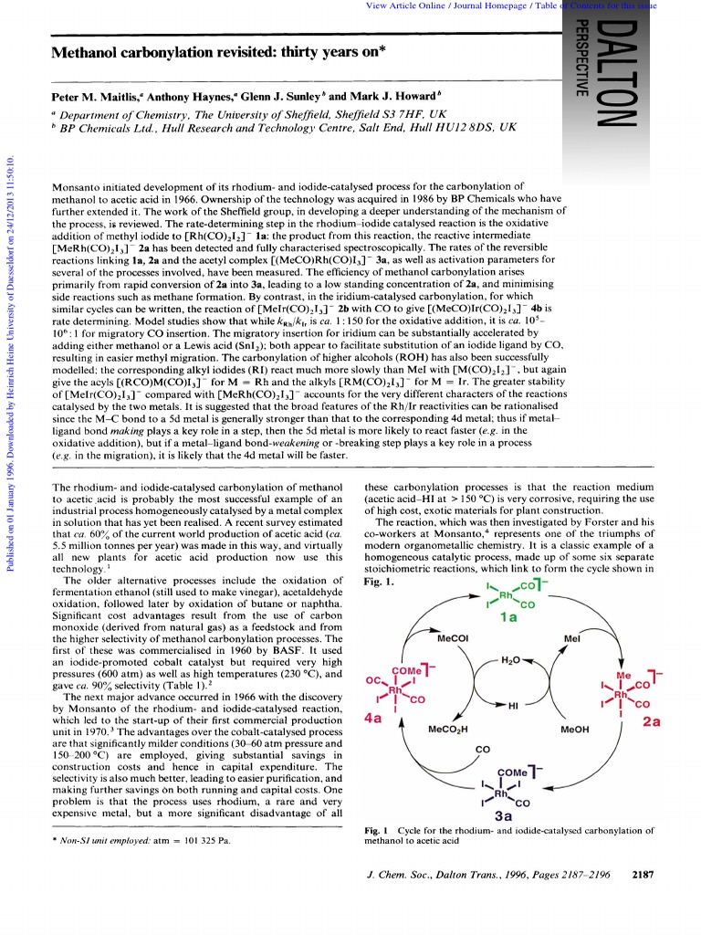 Methanol Carbonylation Process Flow Diagram Methanol Synthes