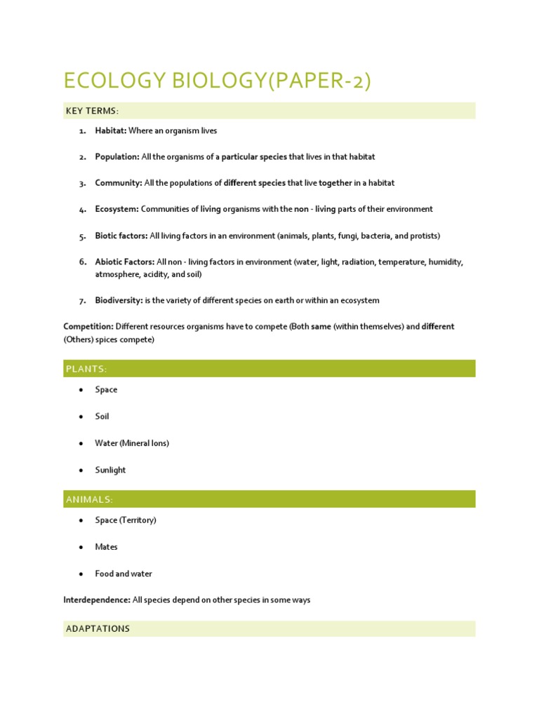 AQA GCSE Ecology Revision Notes | PDF | Ecosystem | Ecology