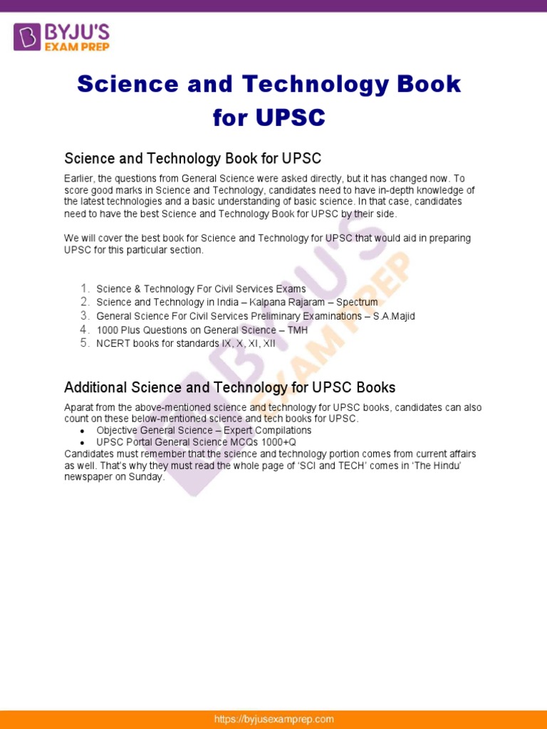 Best UPSC Science & Technology Books | PDF