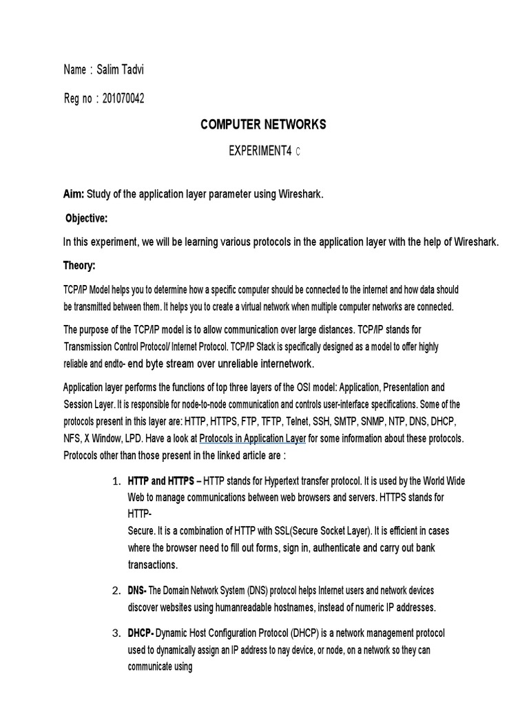 Study Application Layer Protocols with Wireshark | PDF | Hypertext Transfer Protocol | Internet ...